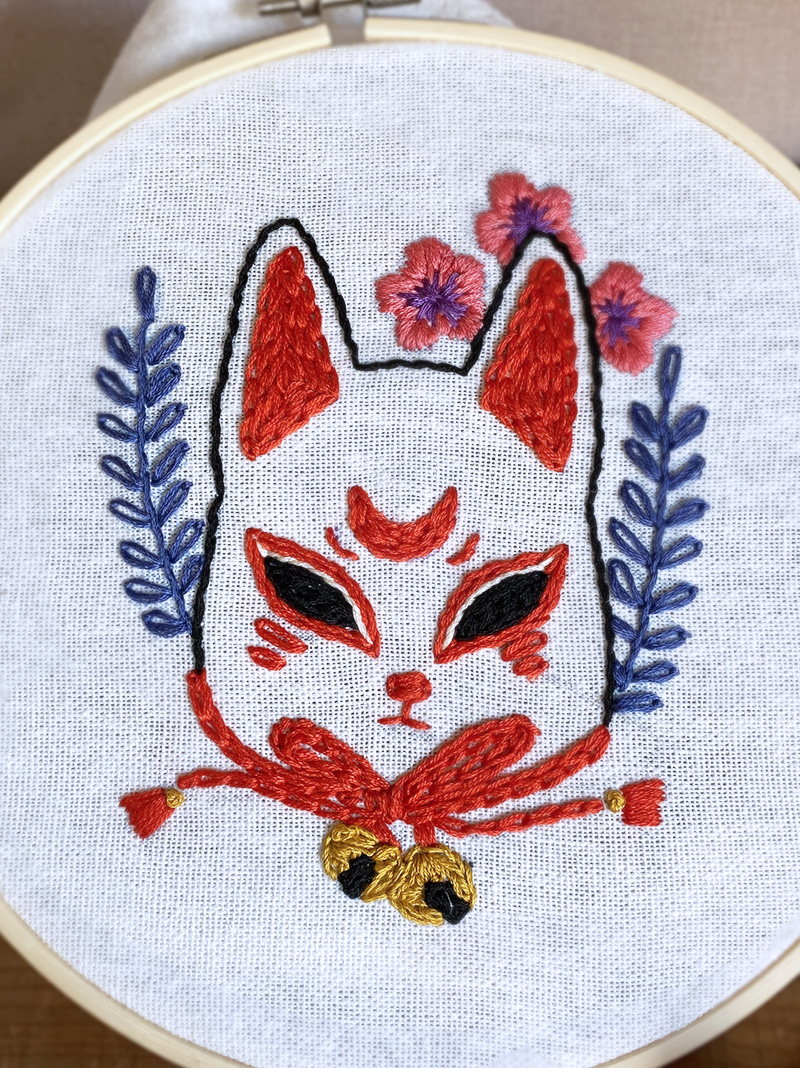 Motif à broder du renard Kitsuné - Amy Design Crochet