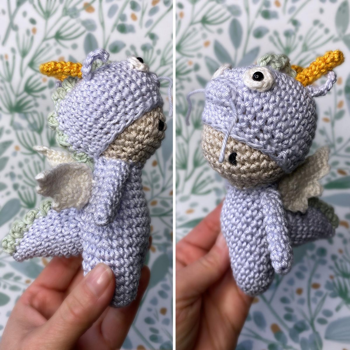 Theo en costume de Dragon, patron au crochet - Amy Design Crochet